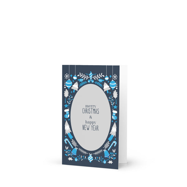 Merry Christmas and Happy New Year (Blue themed) - Christmas Note Card ...